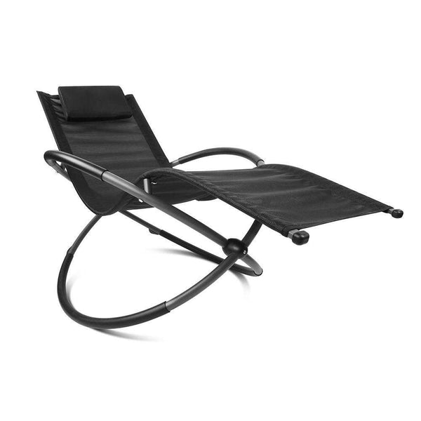 Gardeon Foldable Orbital Rocking Chair - Black – Vertical Gardens Direct
