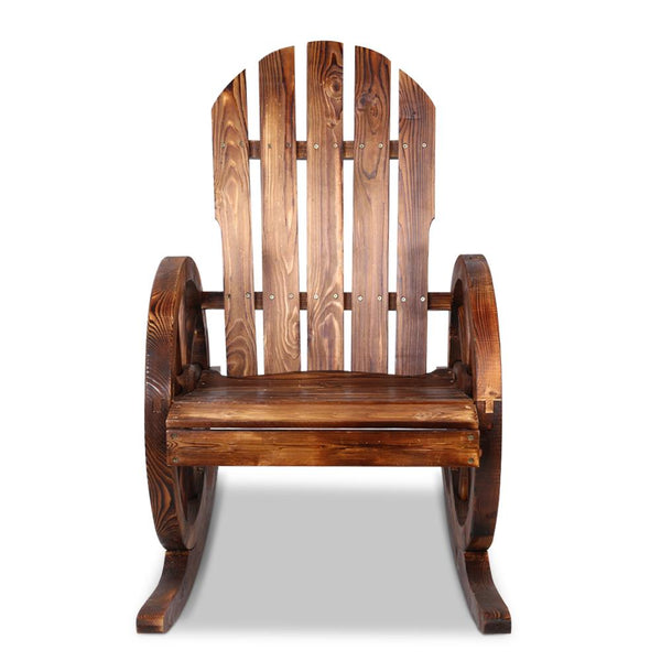 Gardeon Outdoor Wagon Wheel Rocking Chair - Brown – Vertical Gardens Direct